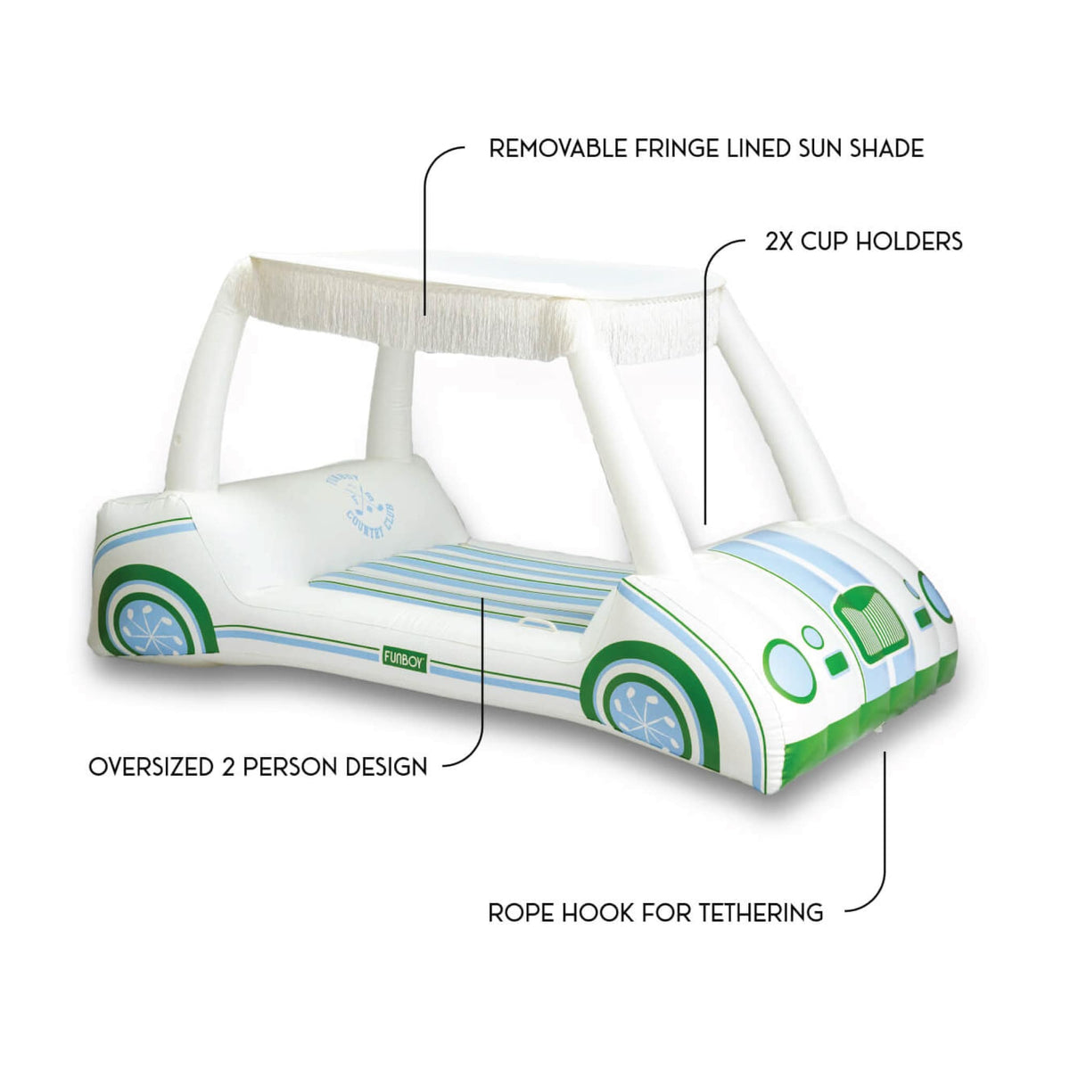Country Club Golf Cart Pool Float, Removable Shade - FUNBOY