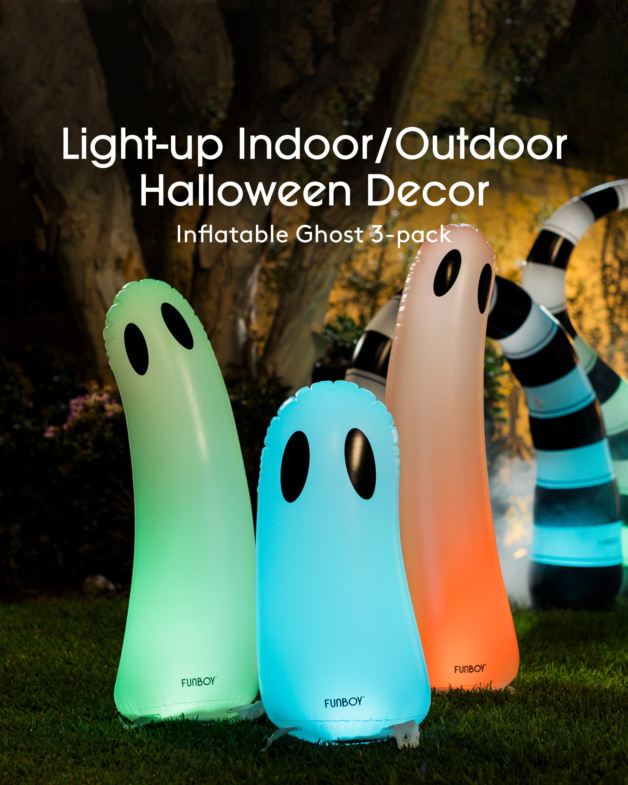 Light Up Halloween Ghosts, 3 Pack - FUNBOY