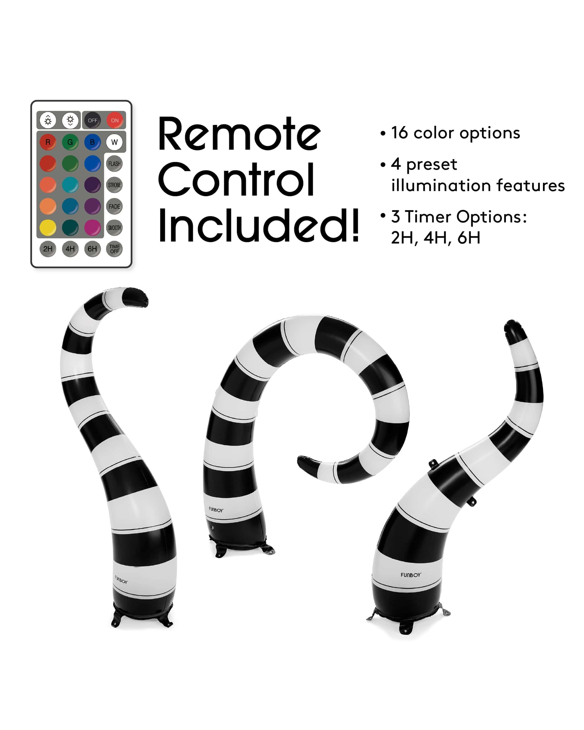 Light Up Halloween Lawn Snake, Black & White - 3 Pack - FUNBOY