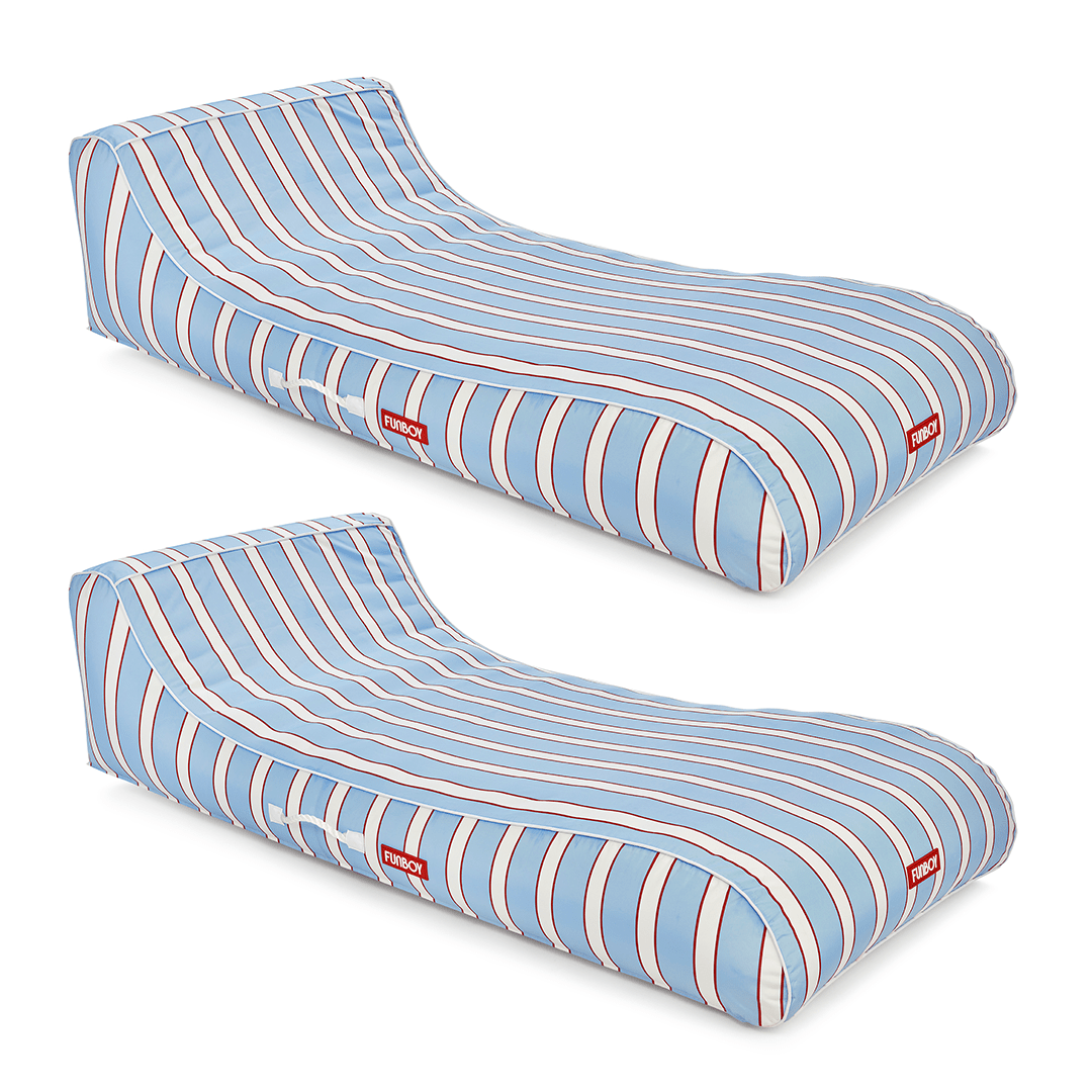 Fabric Sunbed Lounger 2-Pack. Blue, White & Red Pool Float - FUNBOY