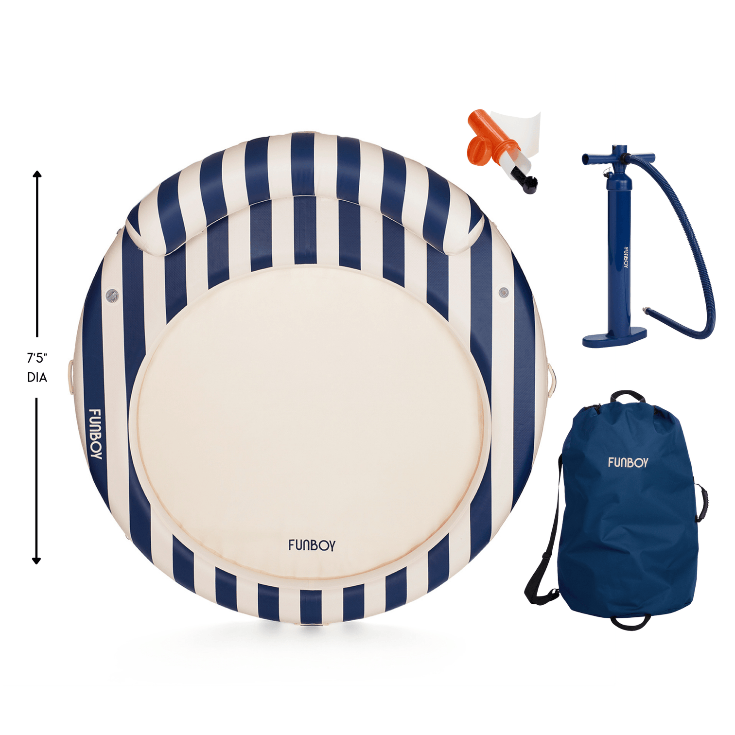 Inflatable Floating Dock: Navy Blue with Backrest - FUNBOY