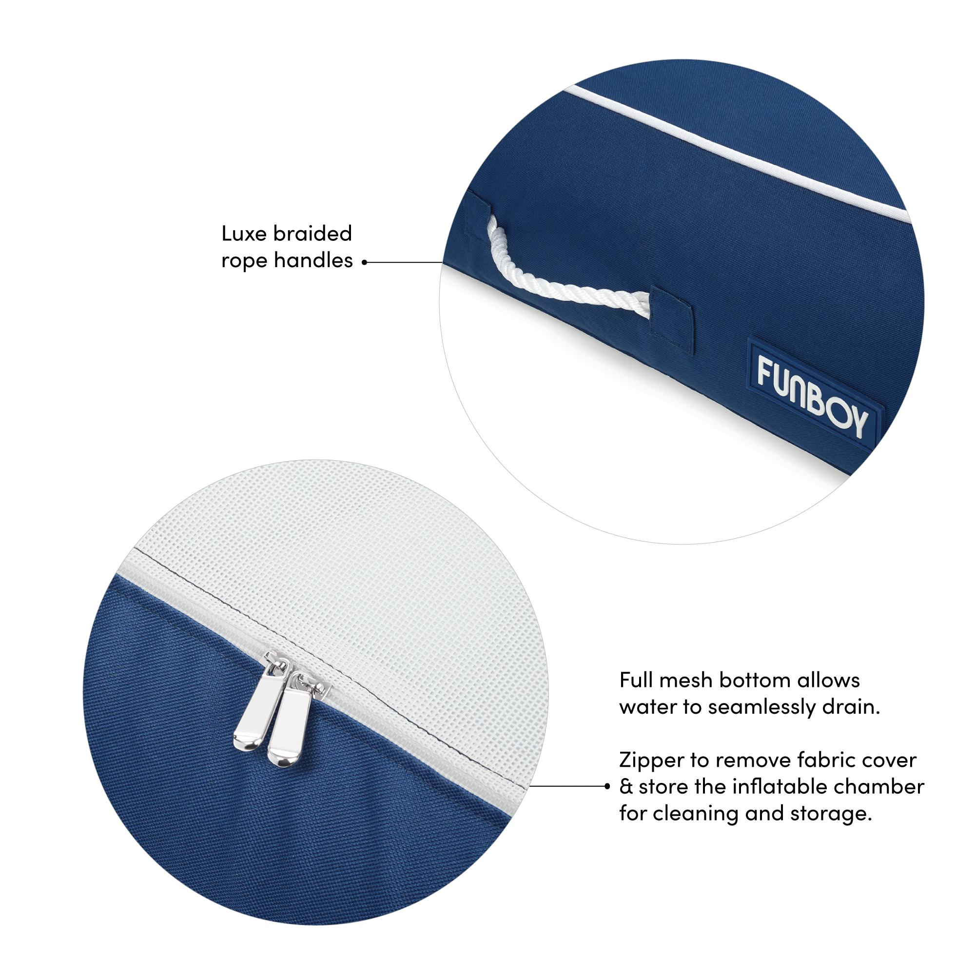 Fabric Covered Pool Float - Navy Sunbed Lounger - FUNBOY