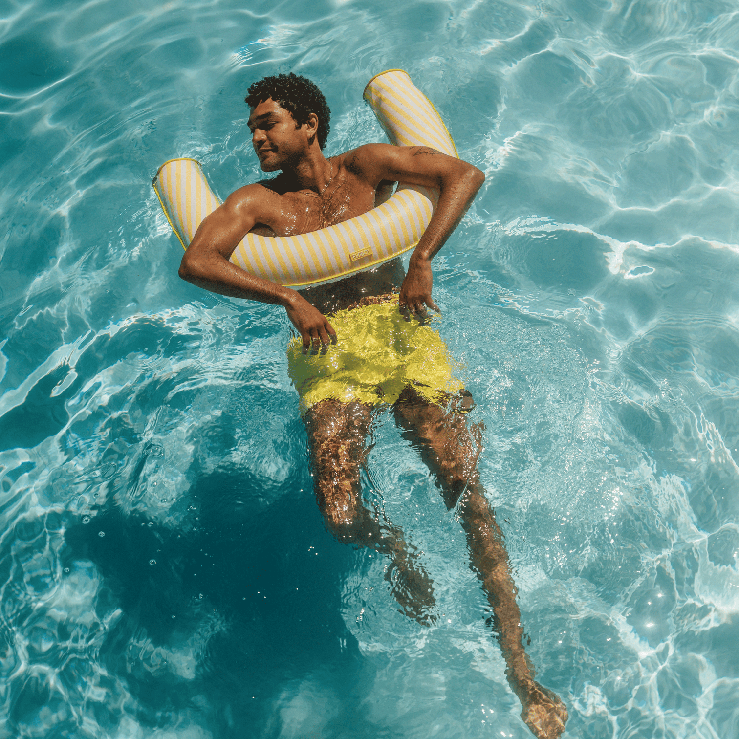 Fabric Covered Pool Noodle - Yellow Stripe - FUNBOY