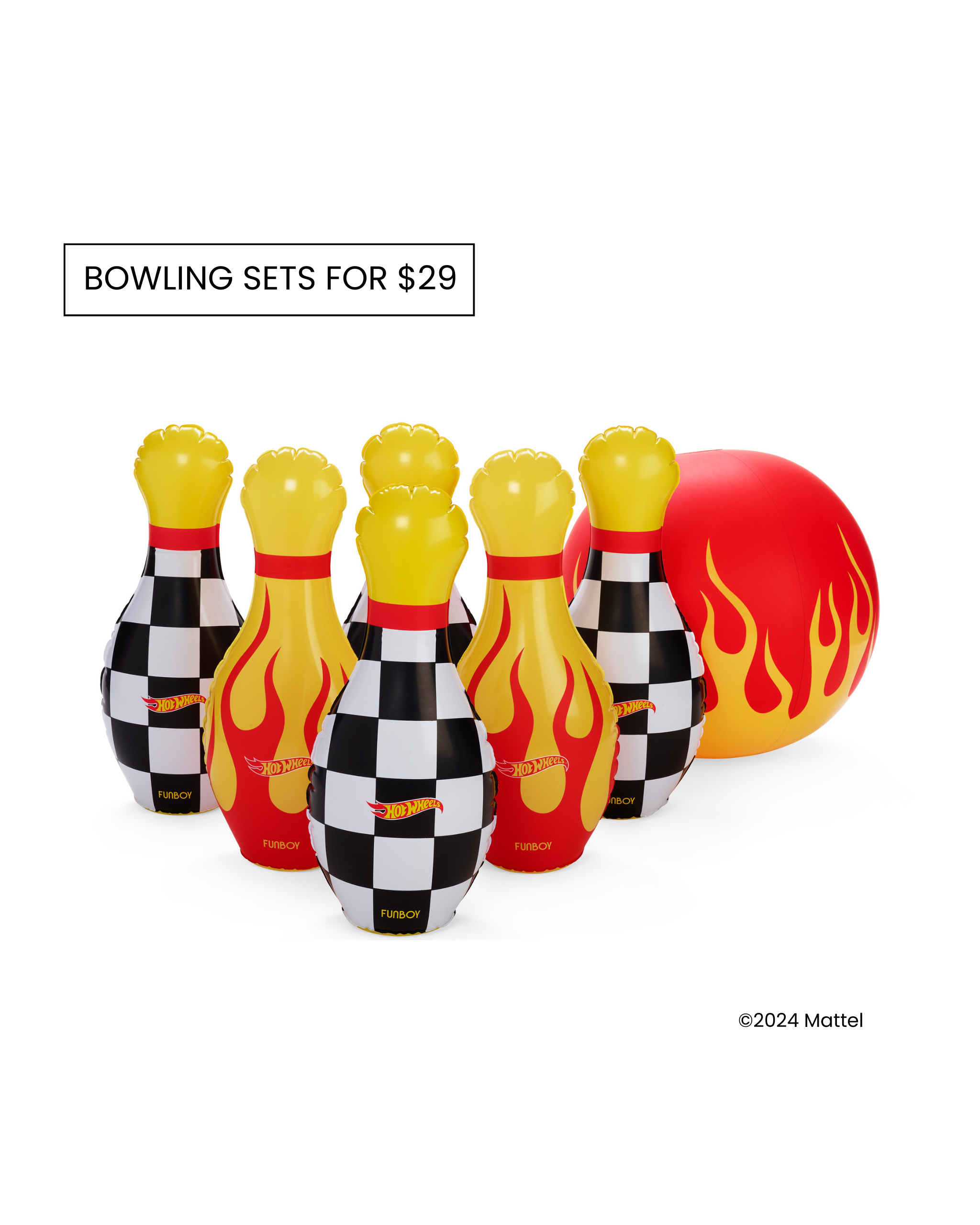 FUNBOY x Hot Wheels Checkered Flame Backyard Bowling Set - FUNBOY