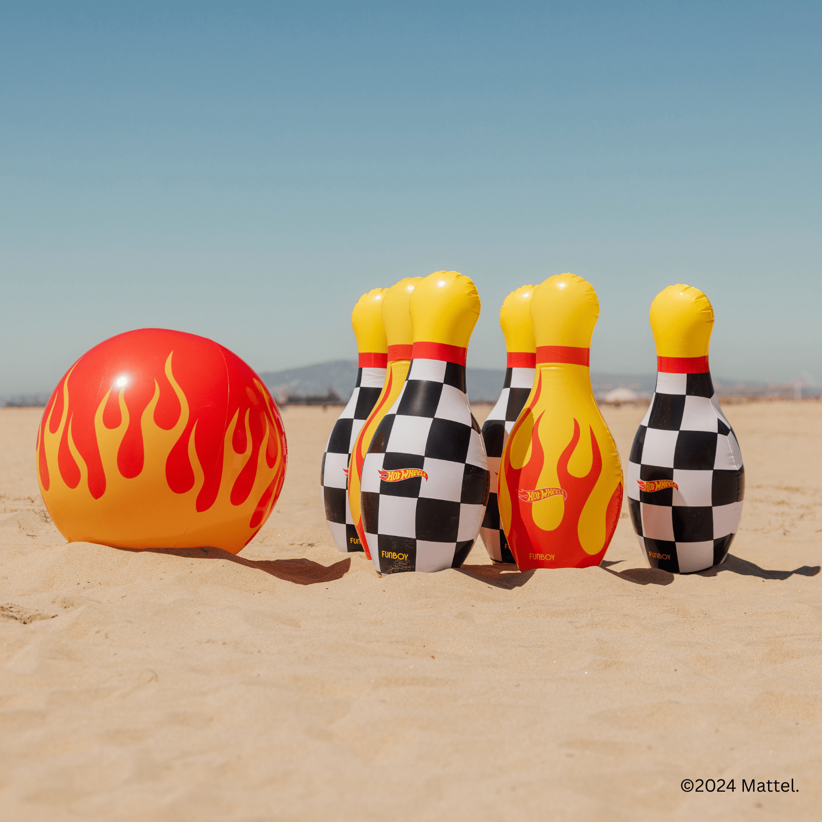FUNBOY x Hot Wheels Checkered Flame Backyard Bowling Set - FUNBOY