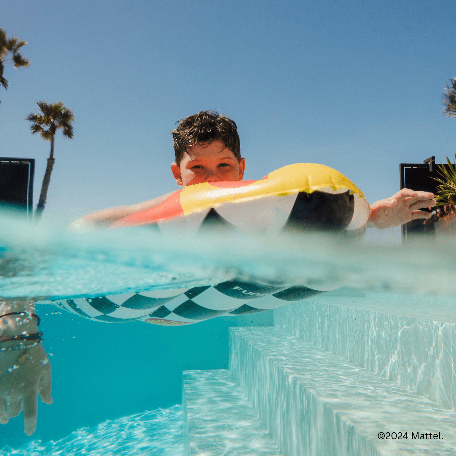 Hot Wheels Checkered Flame Surfboard Pool Float - FUNBOY