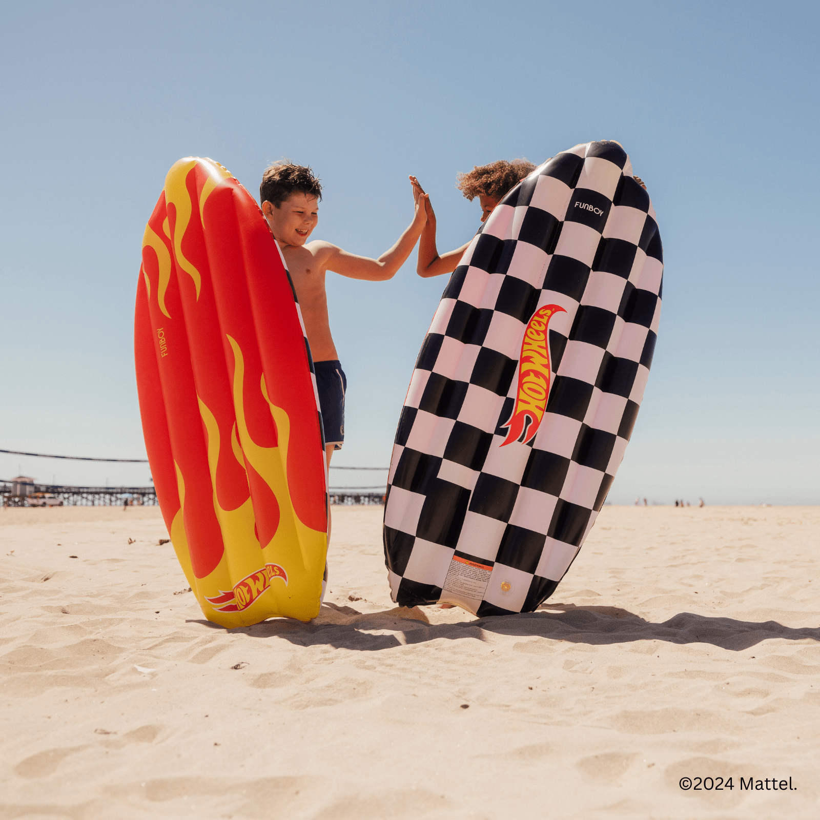 Hot Wheels Checkered Flame Surfboard Pool Float - FUNBOY