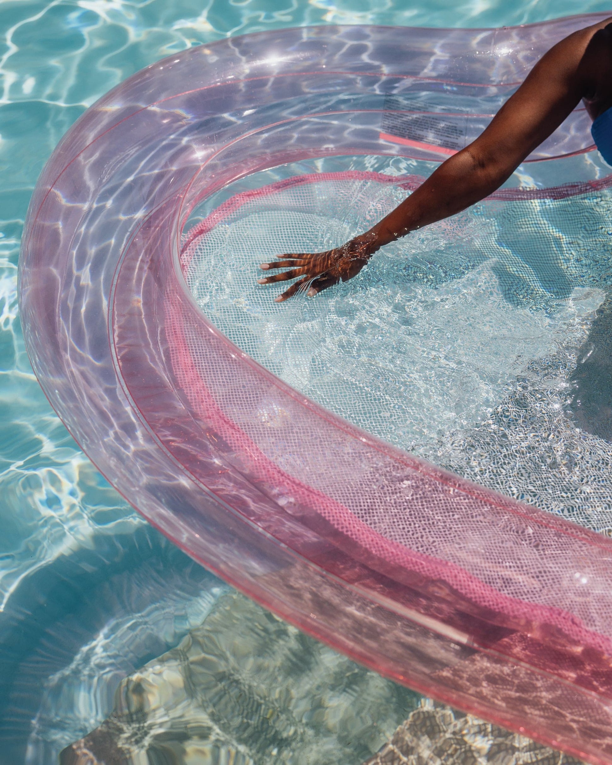 Floating Pool Hammock: Heart-Shaped, Clear Pink - FUNBOY