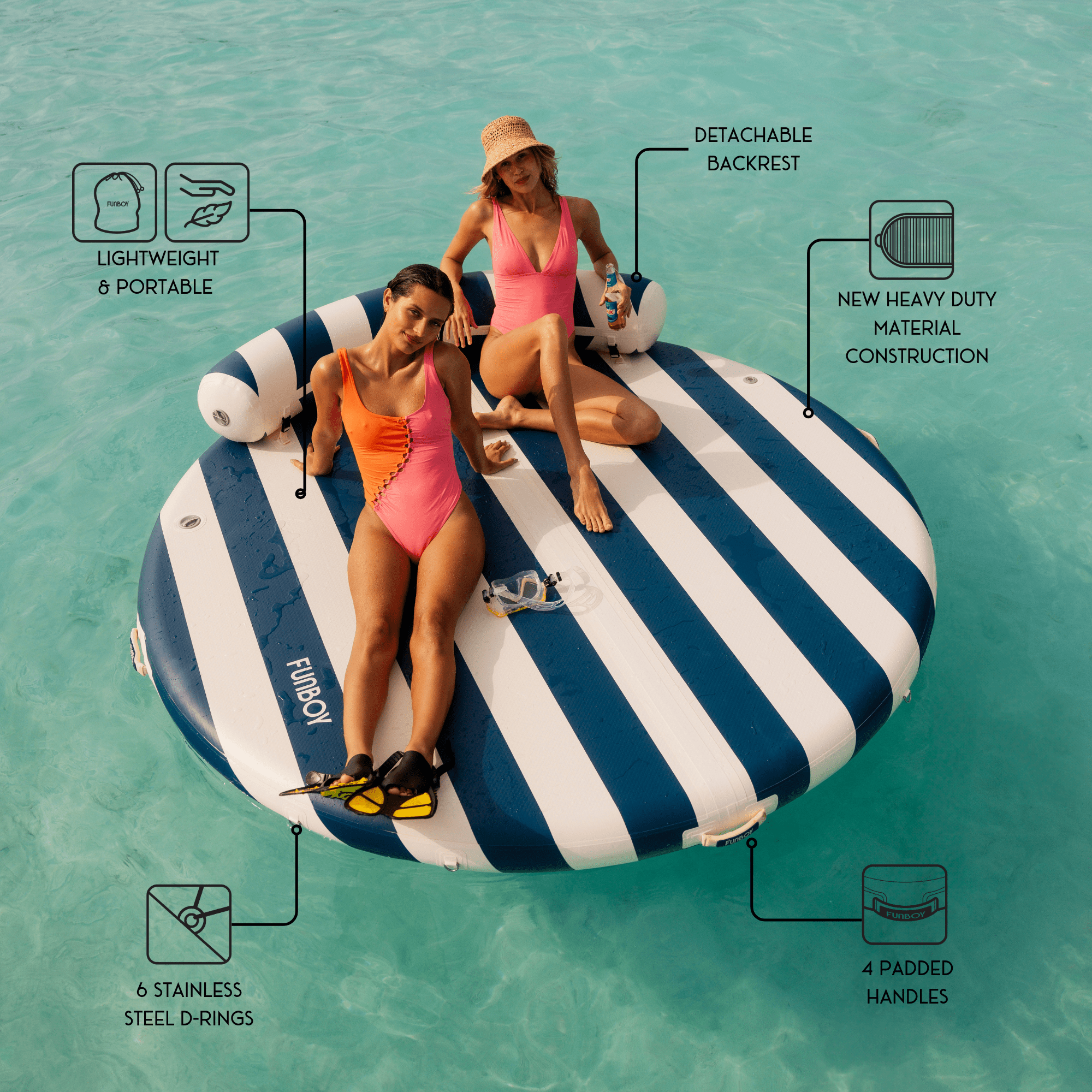 Inflatable Dock & Floating Island - Navy - FUNBOY