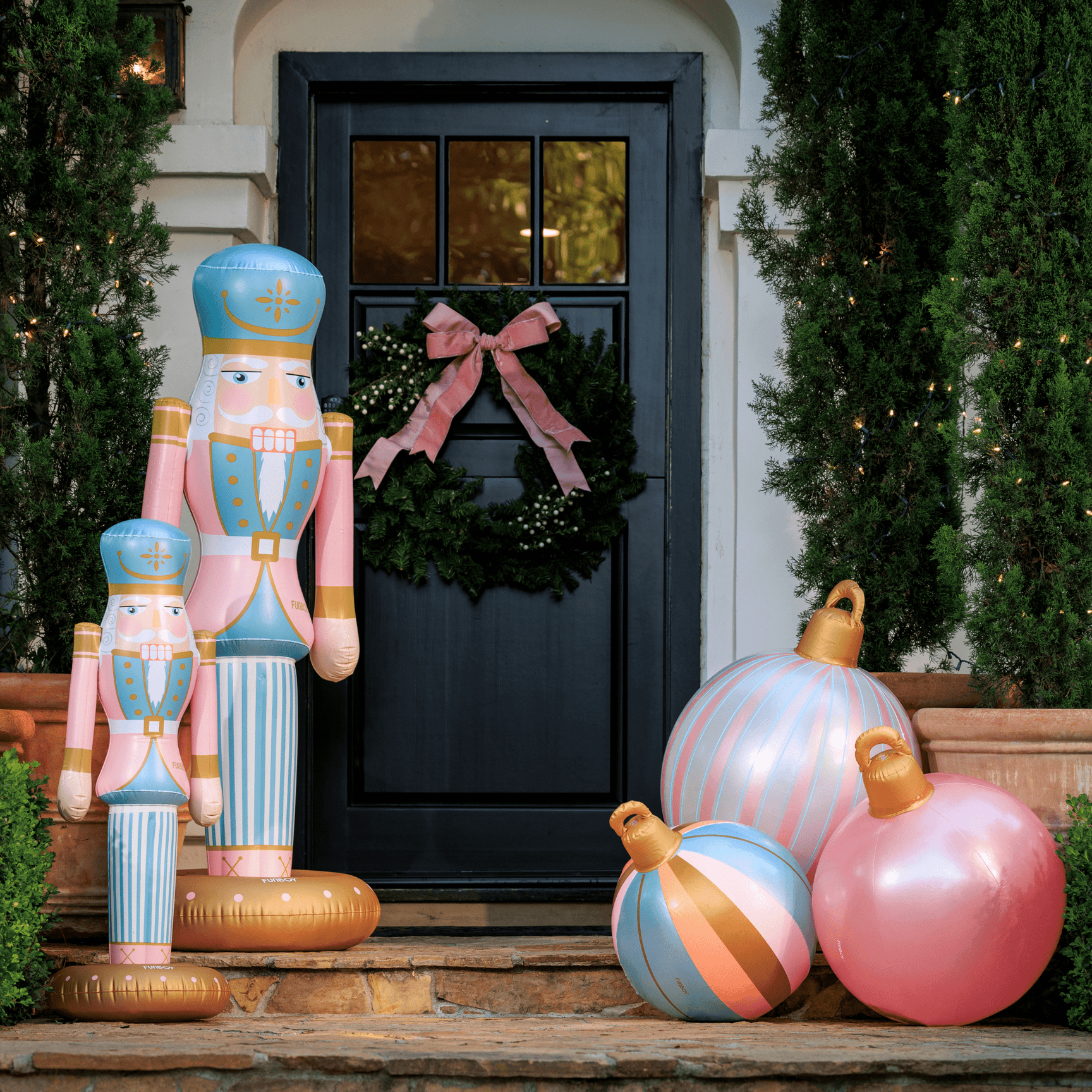 Inflatable Pink Christmas Ornament Balls, 3-Pack - FUNBOY