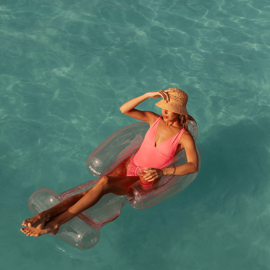 Clear Pink Mesh Chair Pool Float & Water Hammock - FUNBOY