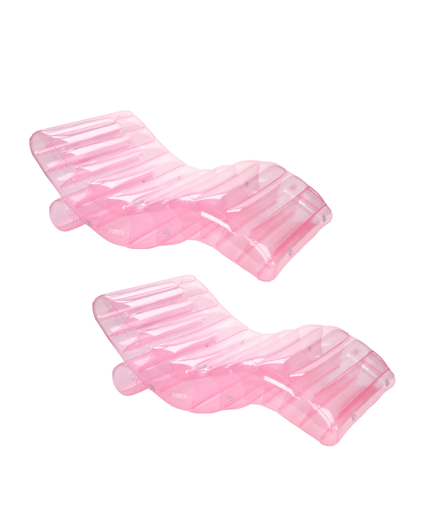 Clear Pink Chaise Lounger Pool Float - 2 Pack - FUNBOY