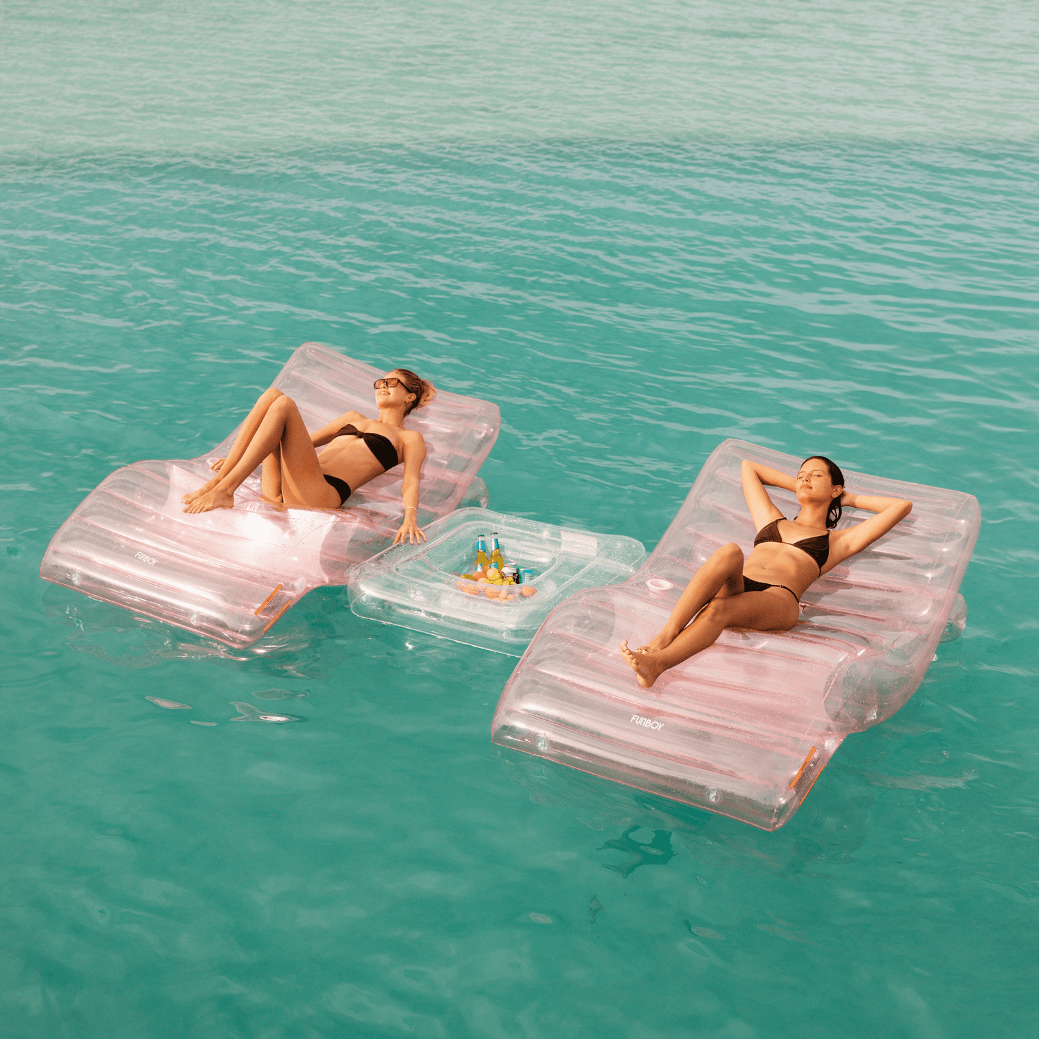 Clear Pink Chaise Lounger Pool Float - FUNBOY