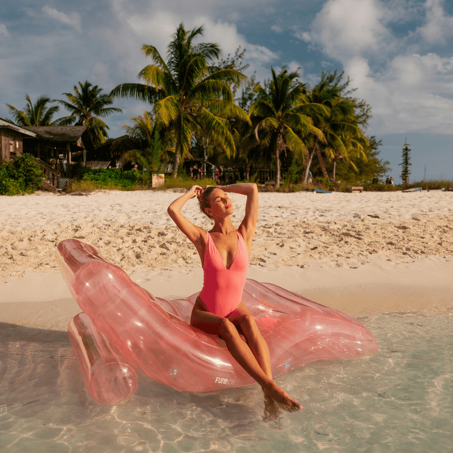 Clear Pink Chaise Lounger Pool Float - FUNBOY