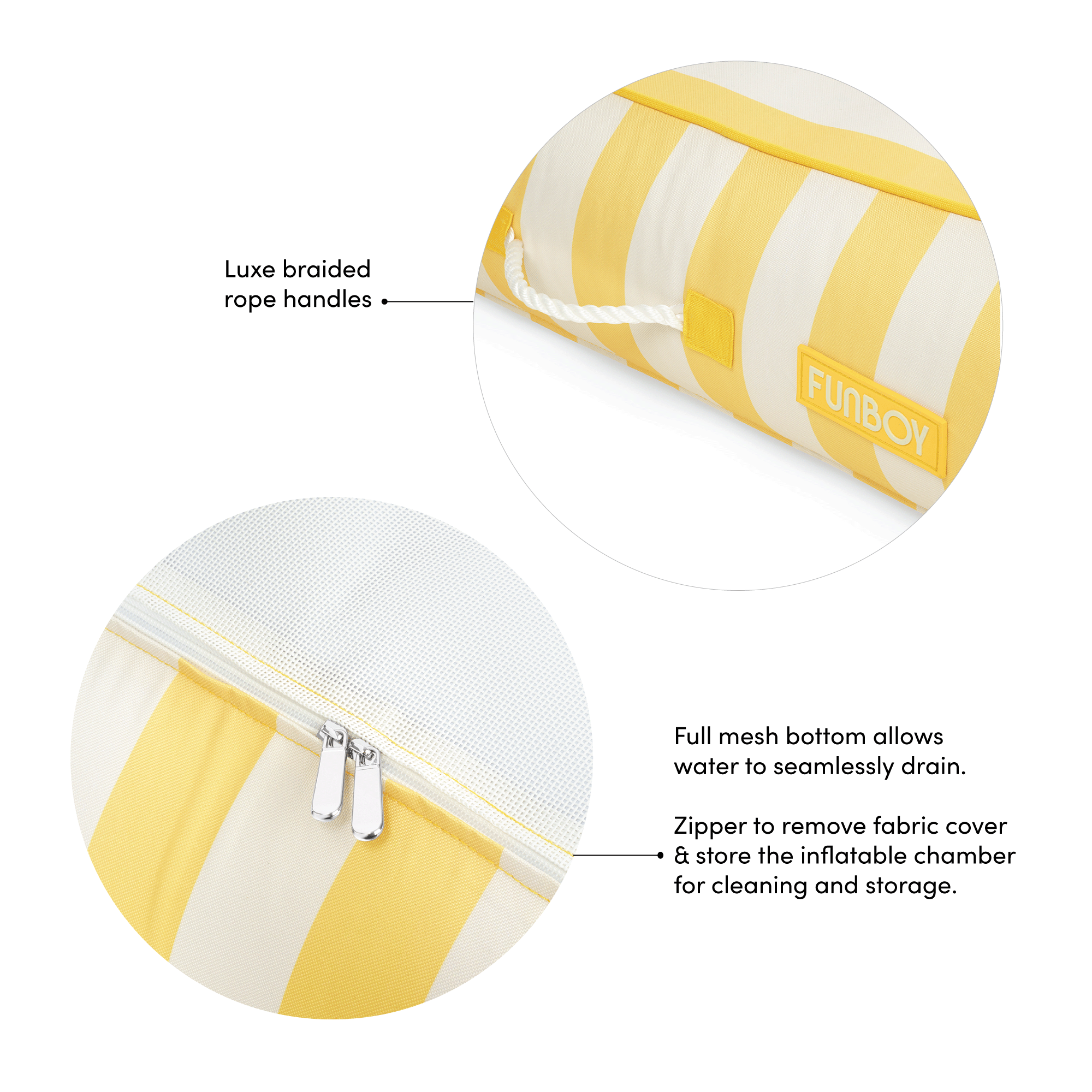 Fabric Covered Pool Float - Yellow Sunbed Lounger - FUNBOY