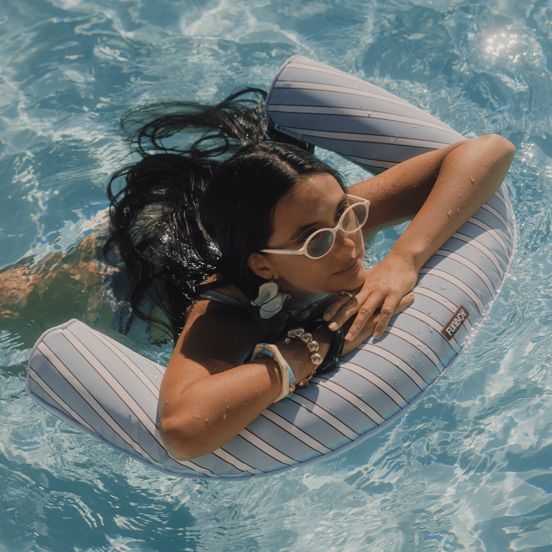 Fabric Covered Pool Noodle - Blue, White & Red Stripe - FUNBOY