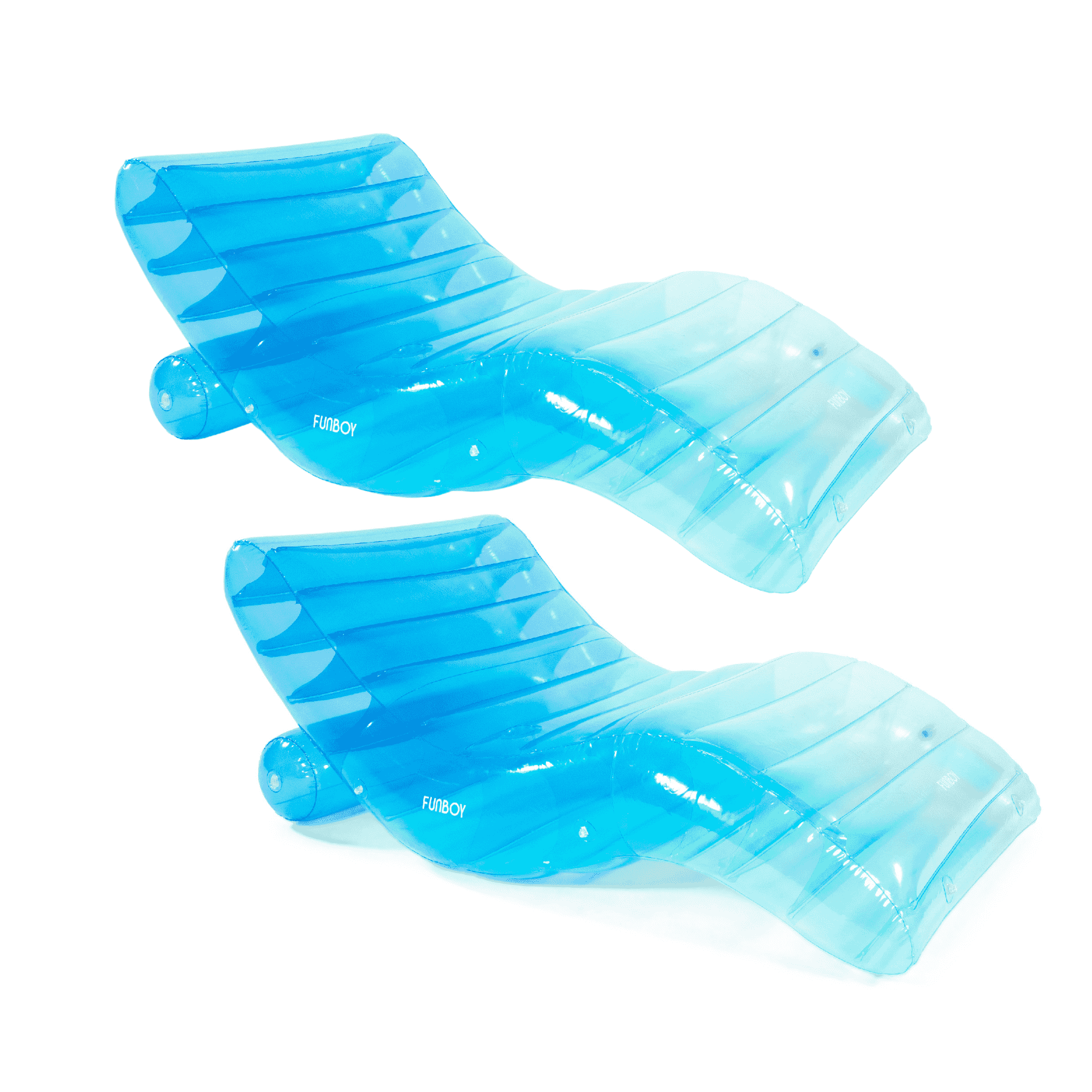 Clear Blue Ombre Chaise Lounger Pool Float, 2 Pack - FUNBOY
