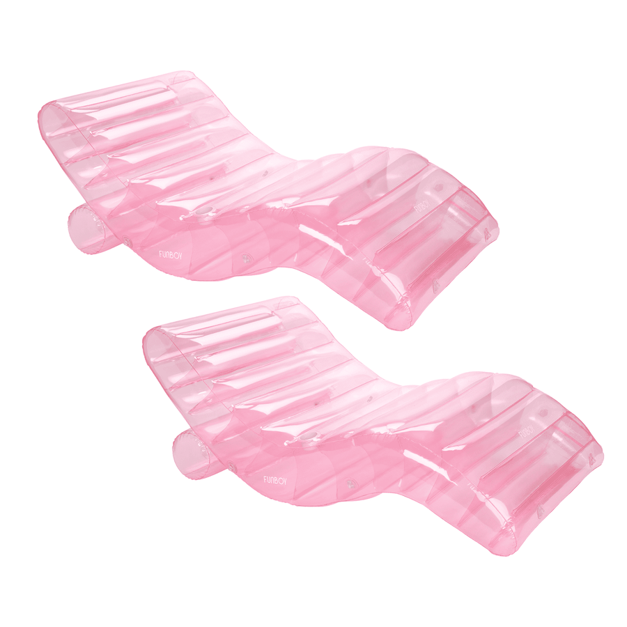Clear Pink Chaise Lounger Pool Float - 2 Pack - FUNBOY