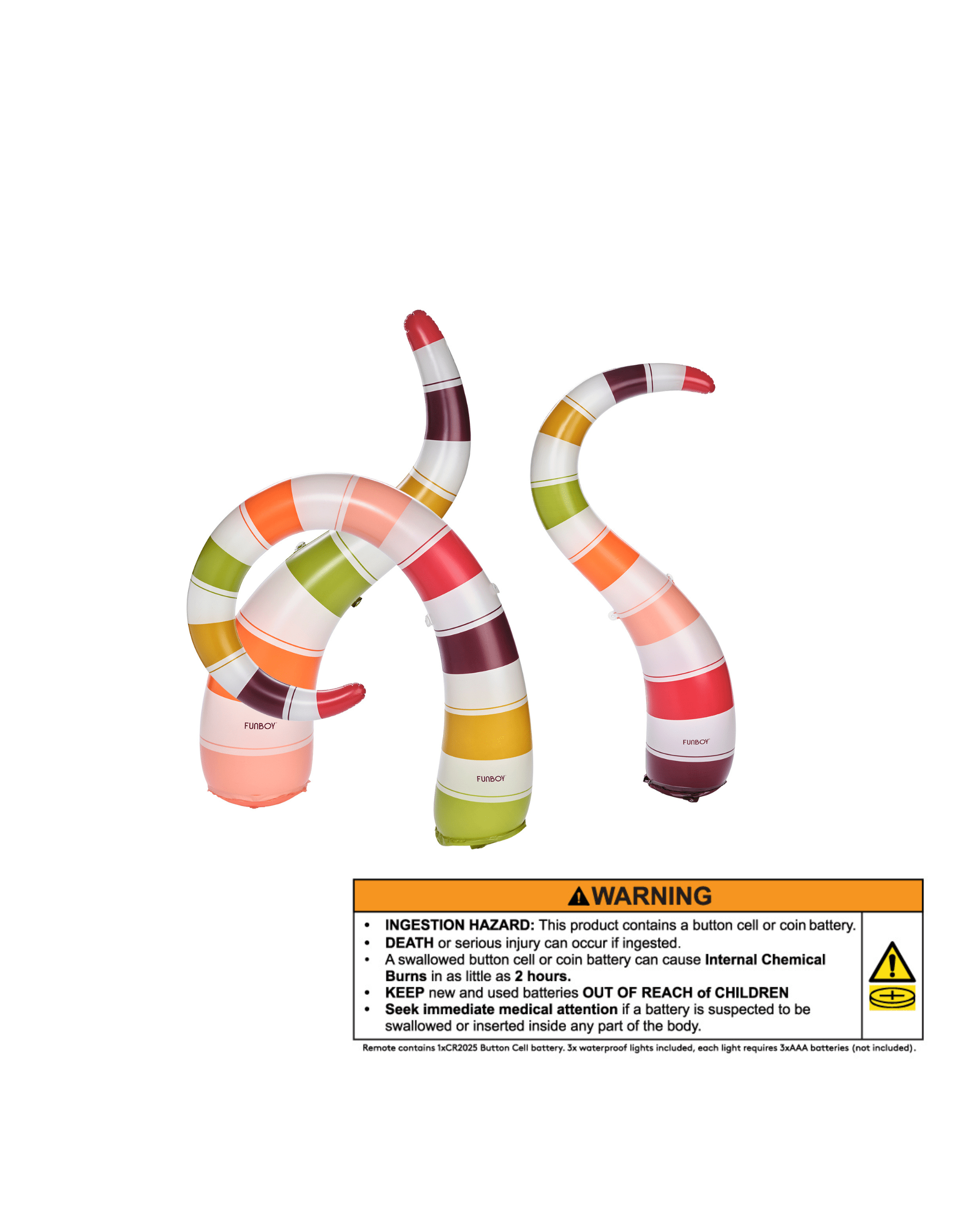 Light Up Inflatable Halloween Lawn Snake, Multicolor 6 Pack - FUNBOY