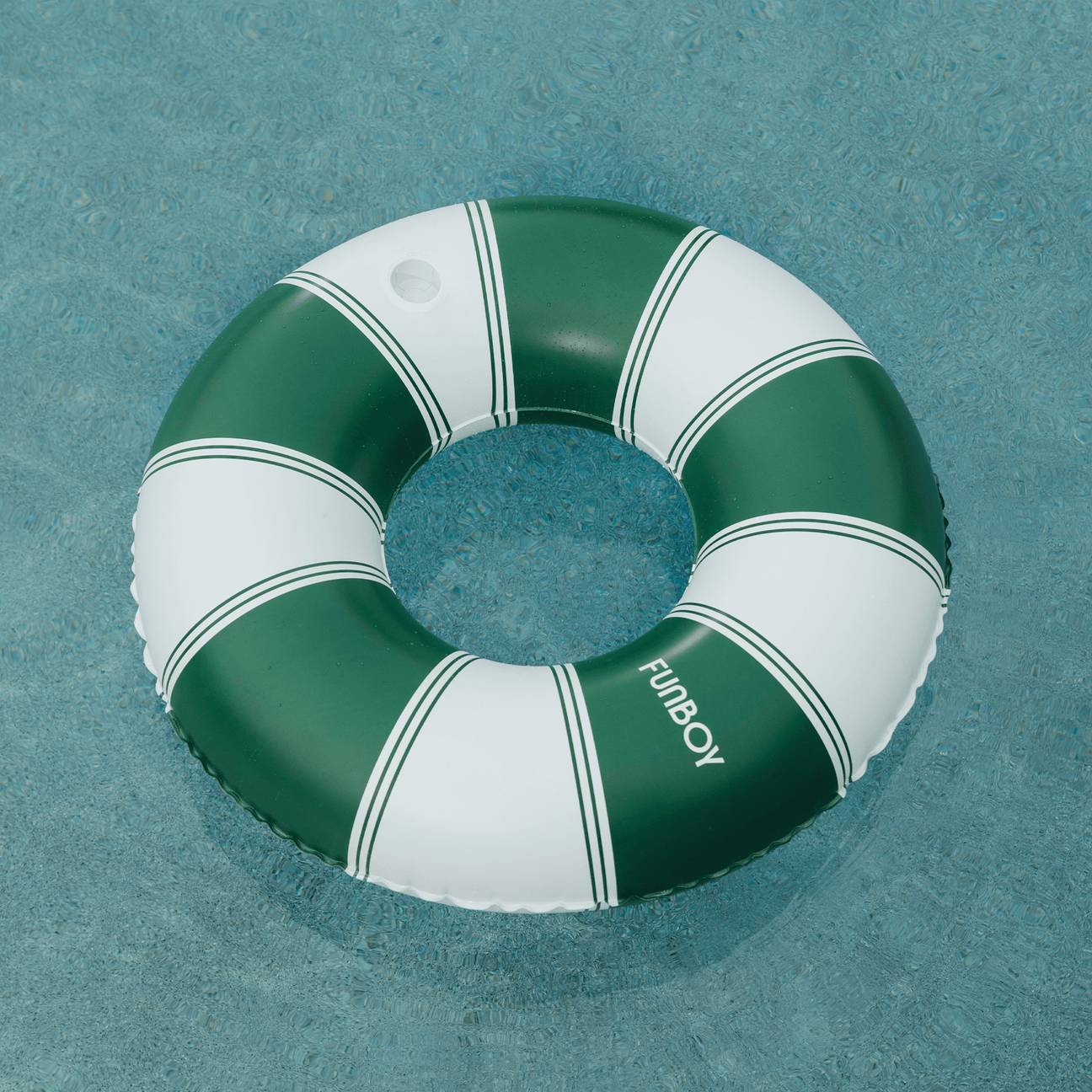 Vintage Green Stripe Inflatable Pool Float with Cup Holder 48" - FUNBOY