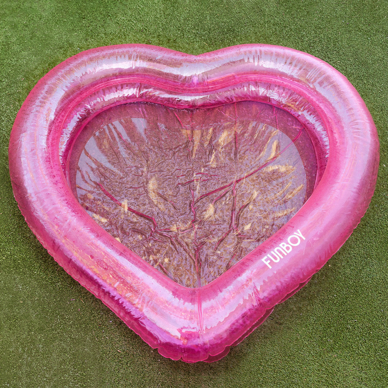 Heart Shaped Inflatable Pool, Clear Pink - FUNBOY