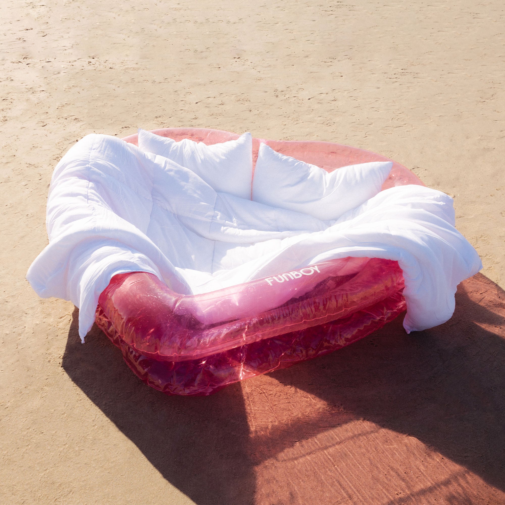 Heart Shaped Inflatable Pool, Clear Pink - FUNBOY