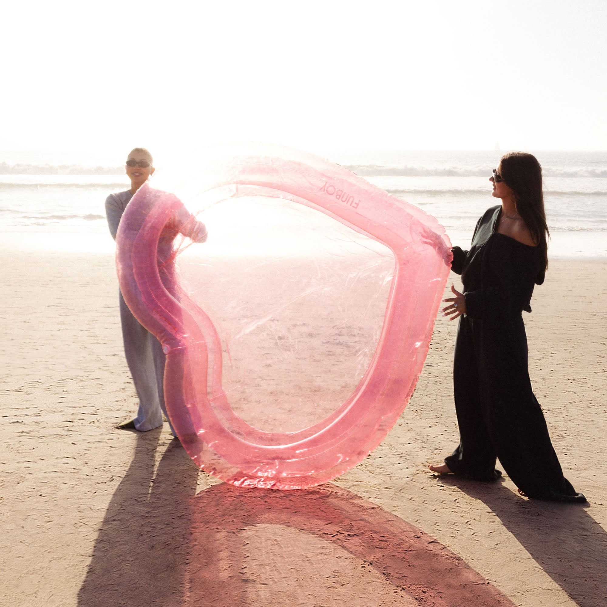 Heart Shaped Inflatable Pool, Clear Pink - FUNBOY