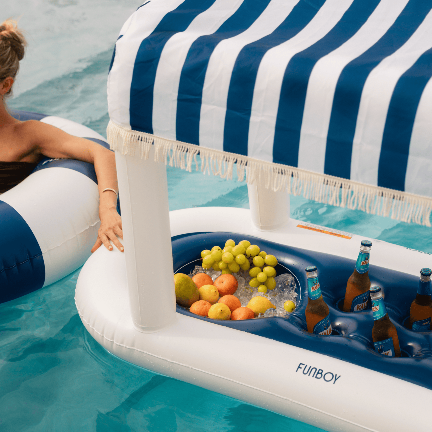 Navy Blue & White Striped Floating Cabana Bar - FUNBOY