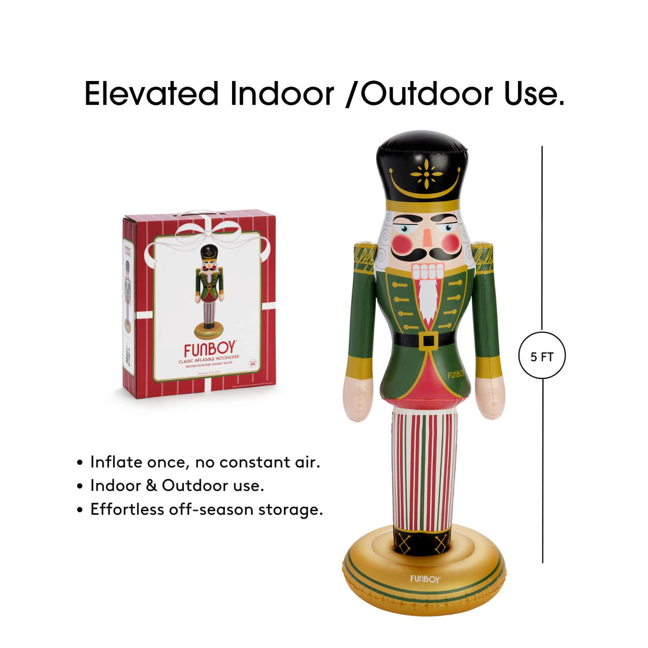 Inflatable Nutcracker: 5 ft Tall Christmas Decor - FUNBOY