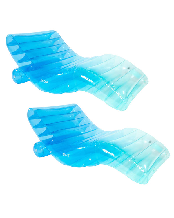 Clear Blue Chaise Lounger Pool Float - 2 Pack - FUNBOY