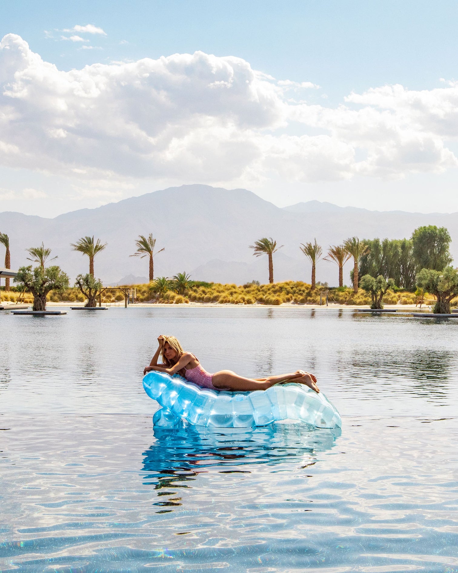Clear Blue Ombre Chaise Lounger Pool Float - FUNBOY
