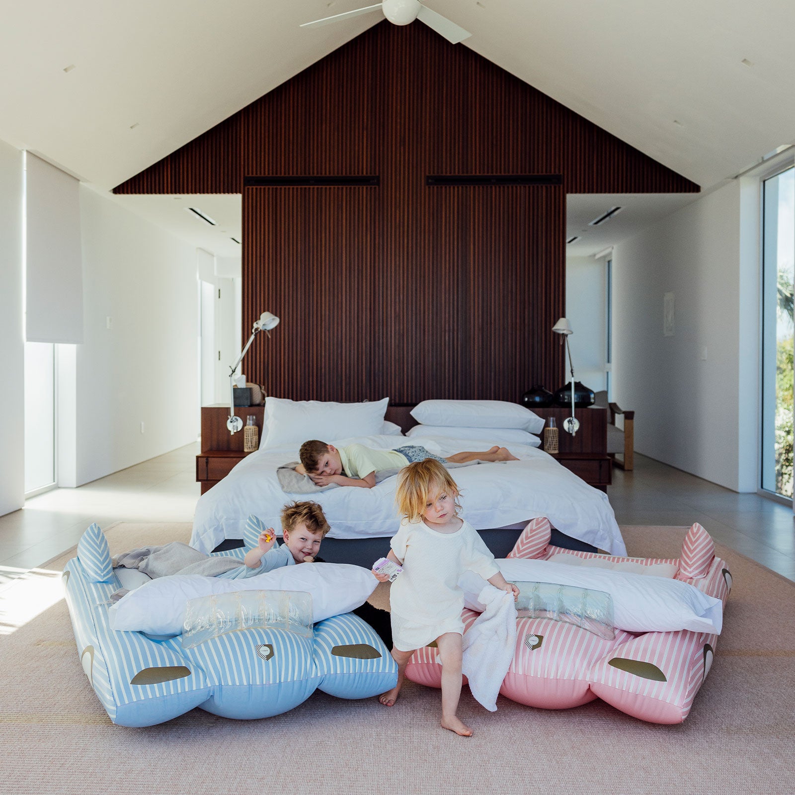 Kids Sleepover Bed - Blue Convertible Air Mattress - FUNBOY