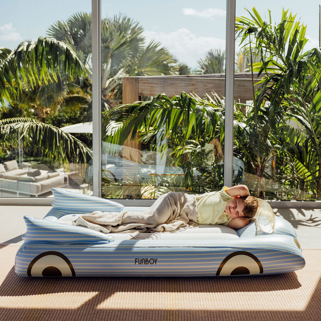 Kids Sleepover Bed - Blue Convertible Air Mattress - FUNBOY