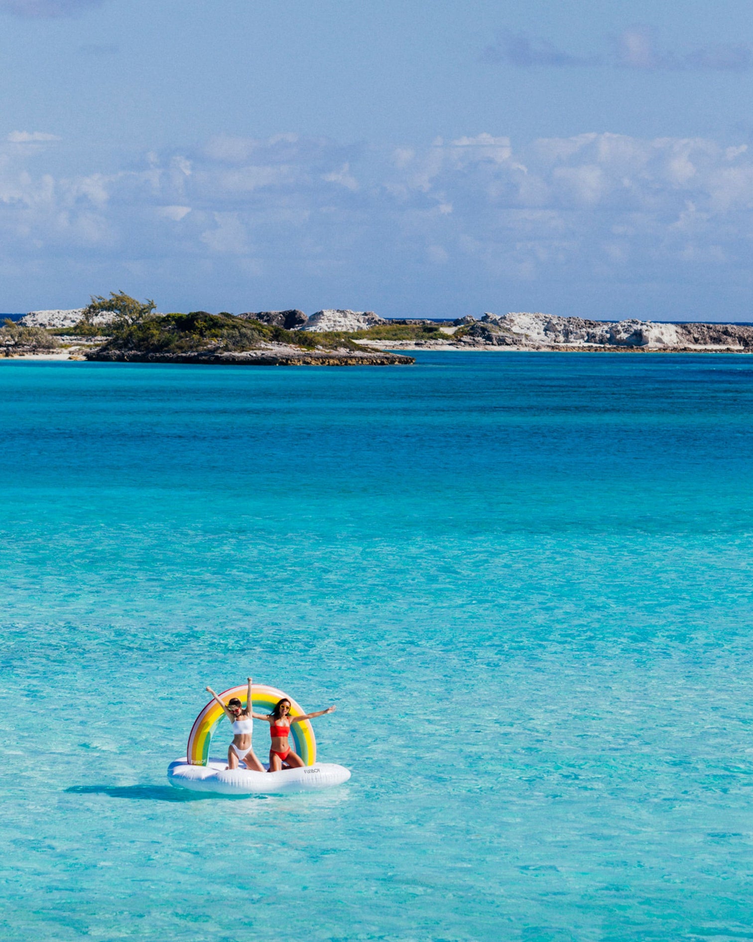 Giant Pool Float: Rainbow Cloud Daybed, 2-Person - FUNBOY
