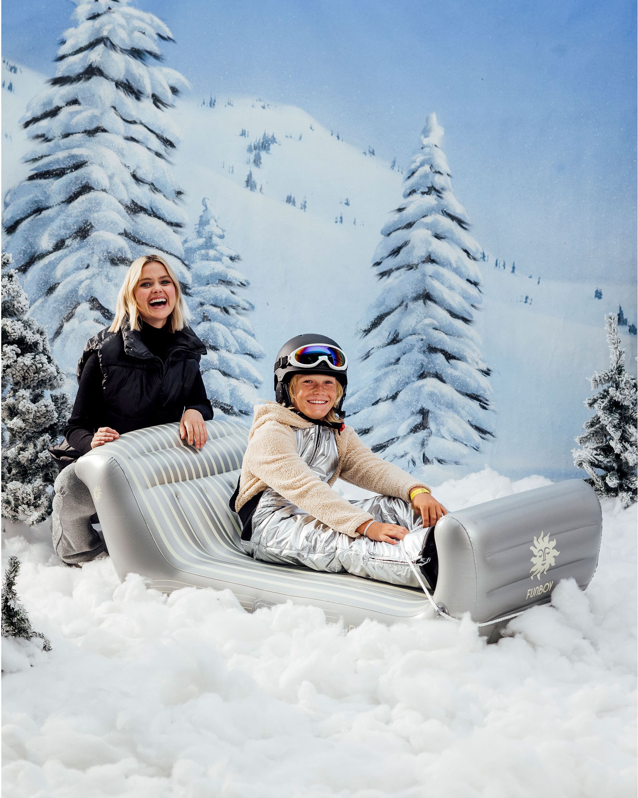 Inflatable Metallic Silver Sleigh Snow Sled - 2 Pack - FUNBOY