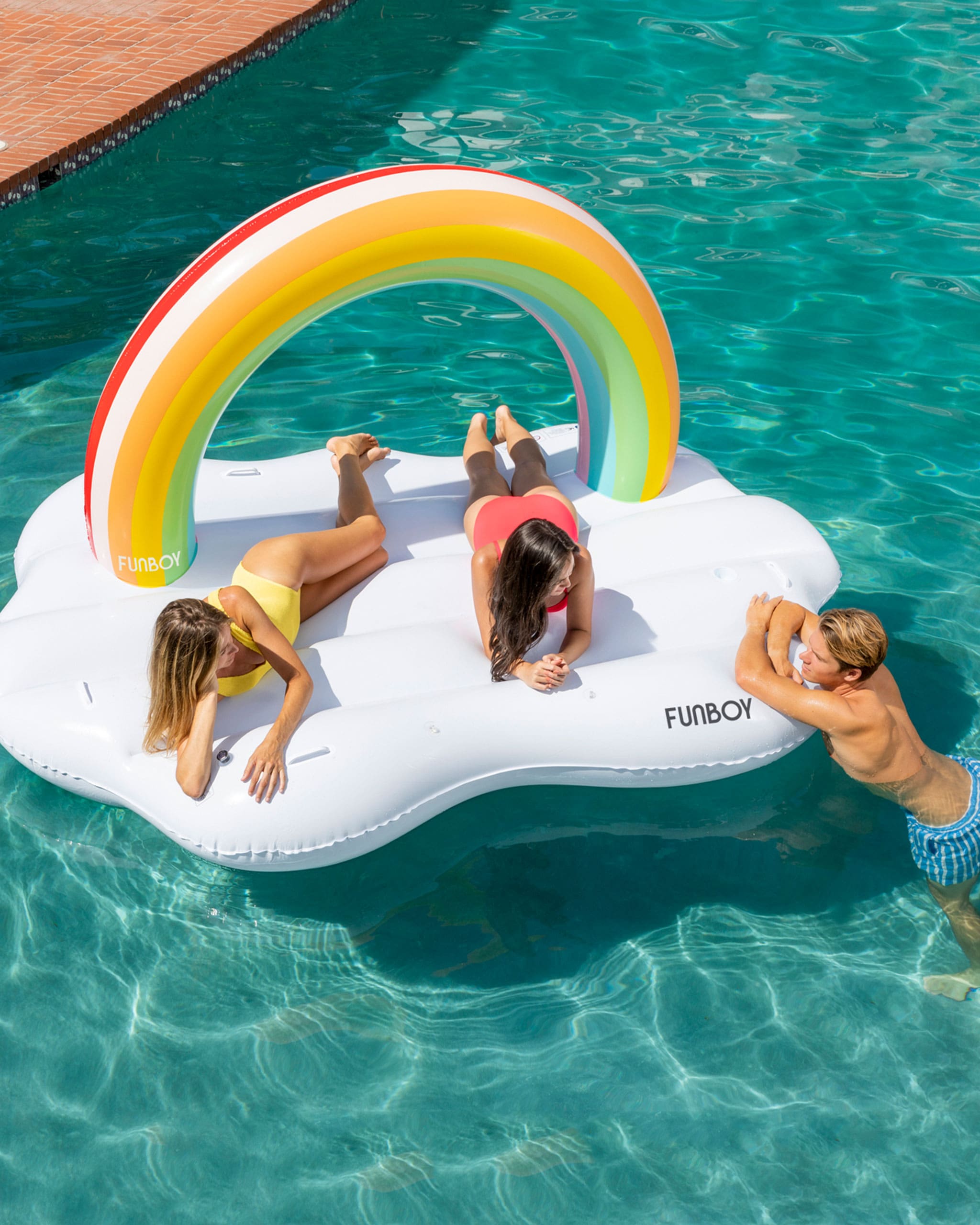 Giant Pool Float: Rainbow Cloud Daybed, 2-Person - FUNBOY