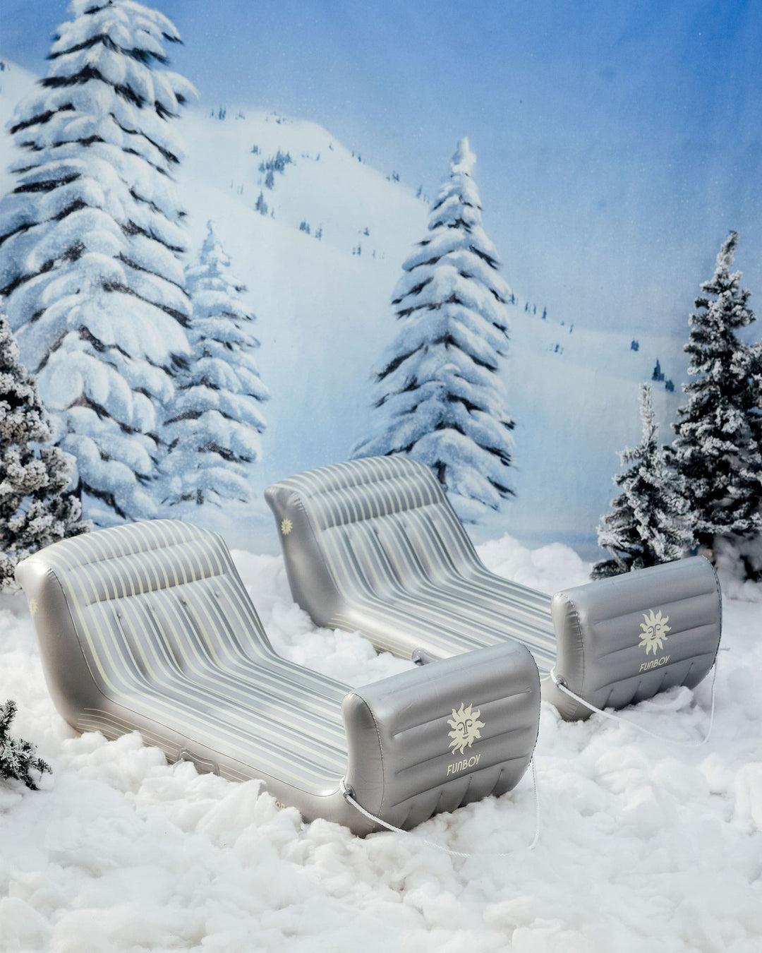 Inflatable Metallic Silver Sleigh Snow Sled - 2 Pack - FUNBOY