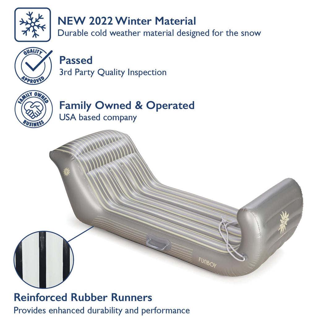 Inflatable Metallic Silver Sleigh Snow Sled - FUNBOY