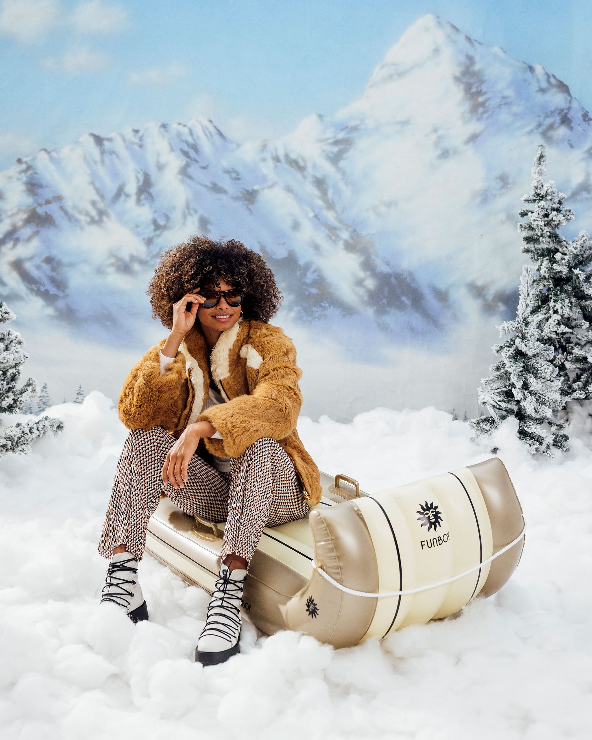 Inflatable Toboggan Snow Sled, Metallic Champagne - FUNBOY